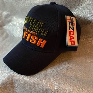 Accessories | Life Is Simple Eat And Sleep Fish Navy Blue Baseball Hat ...